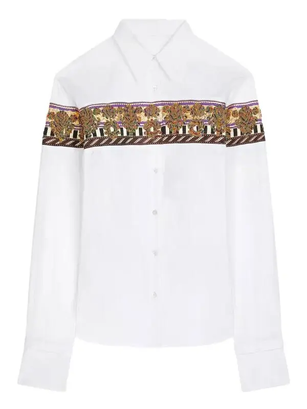 Dries Van Noten Embroidered Cotton Poplin Shirt - White