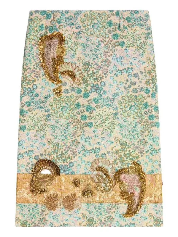 Dries Van Noten Embroidered Floral Skirt - Neutrals