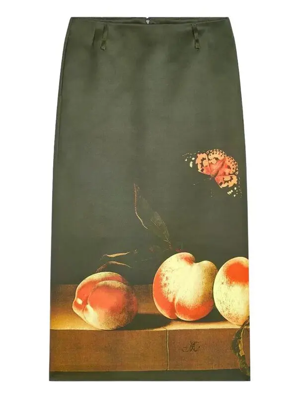 Dries Van Noten Printed Duchesse Long Skirt - Green