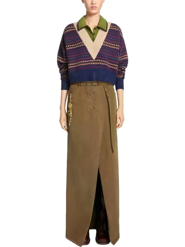 Dries Van Noten Long Overdyed Skirt - Brown