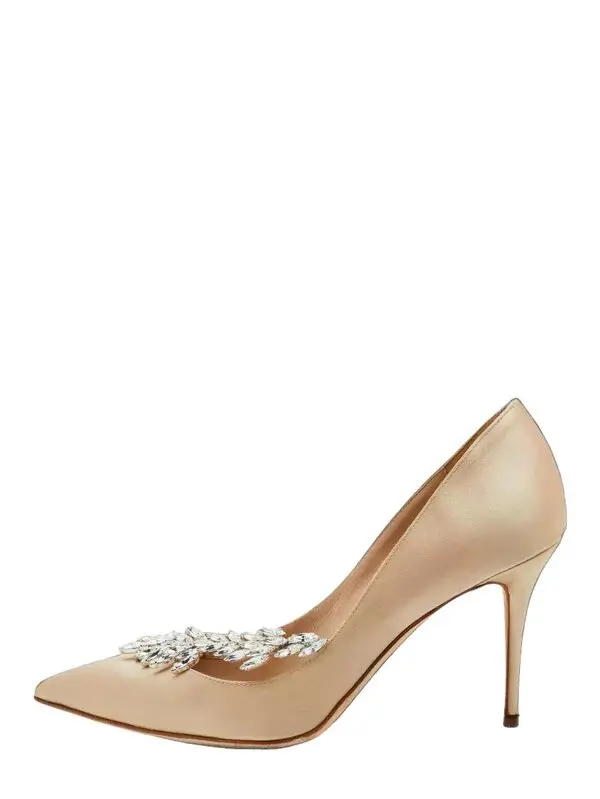 Manolo Blahnik Nadira Crystal-embellished Pumps - Neutrals