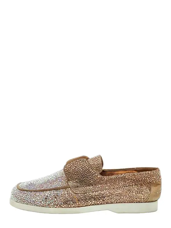 LE SILLA Crystal-embellished Leather Loafers - Gold