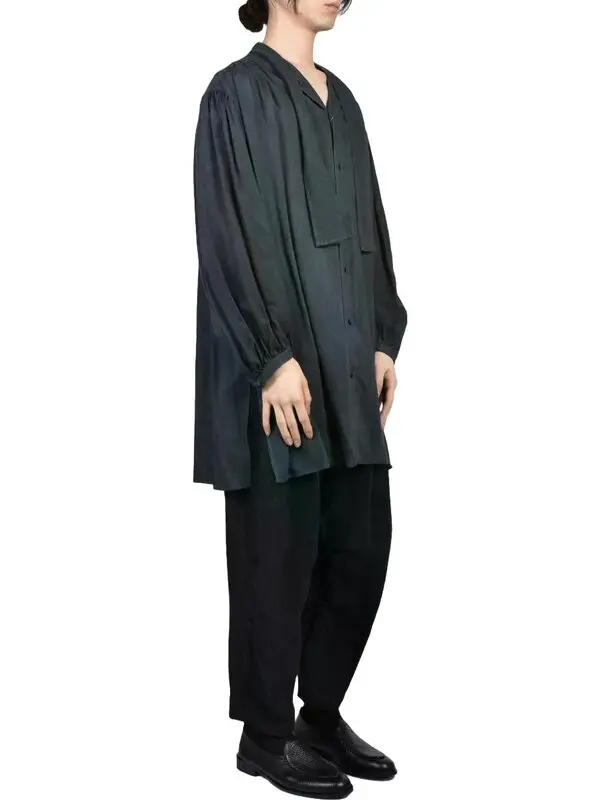 Yohji Yamamoto Washer-finish Gathered Shirt - Black