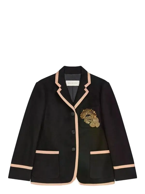 Dries Van Noten Embroidered Wool Blazer - Black