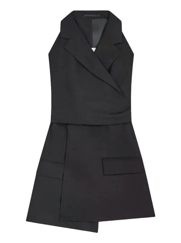 Dries Van Noten Backless Wool Twill Top - Black