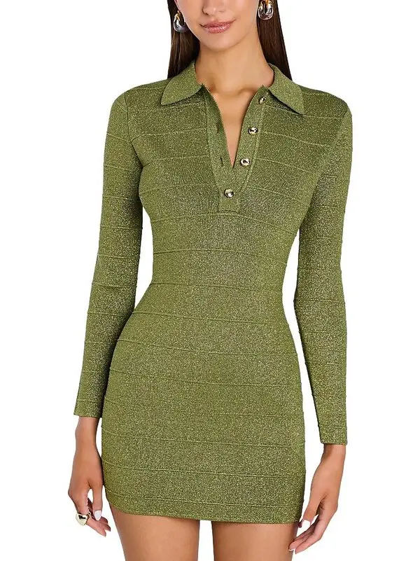Retrofete Metallic Knit Mini Dress - Metallic Basil