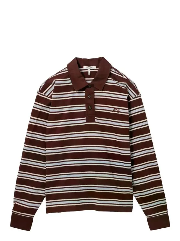 Rag & Bone Striped Collared Top - Brown
