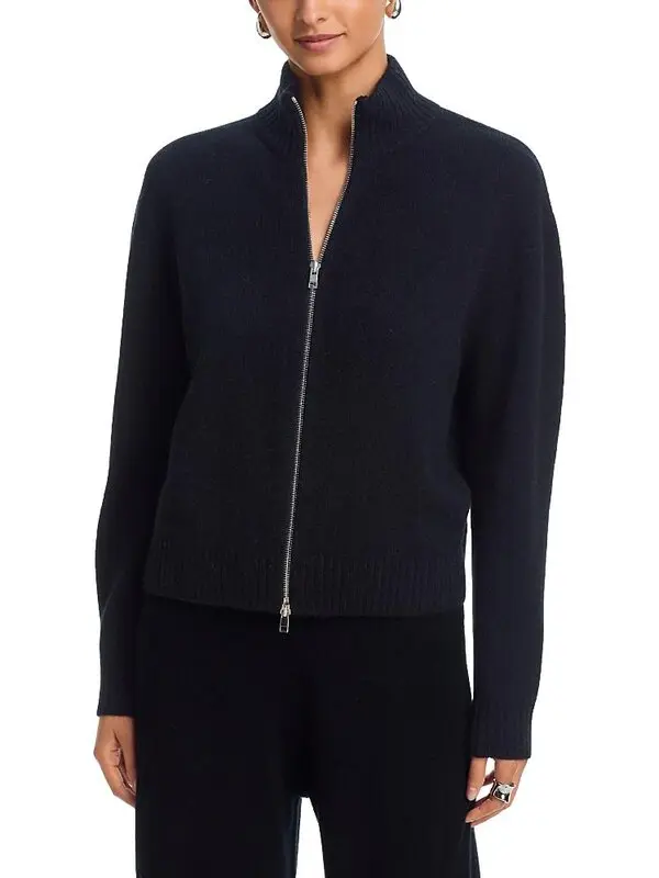 Aqua Brushed Cashmere Zip Front Sweater Exclusive - Black