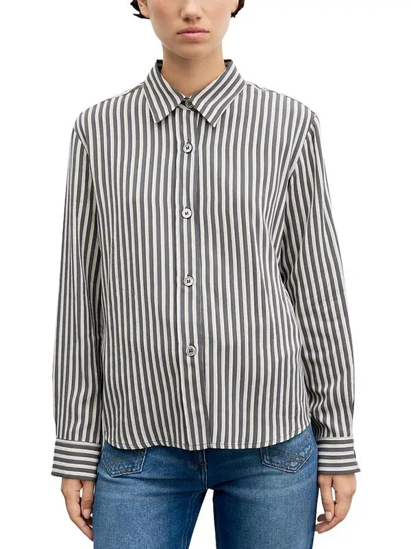 Gerard Darel Printed Button Front Blouse - Grey