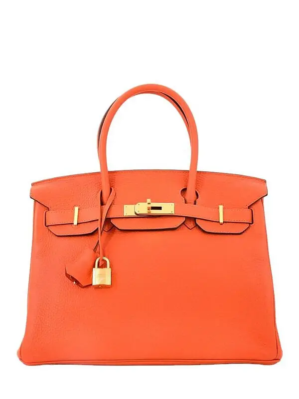 Hermès Birkin 30 Handbag Orange Clemence With Gold Hardware - Feu