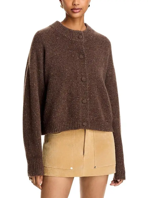 FRAME The Wool & Cashmere Fleck Cardigan - Brown