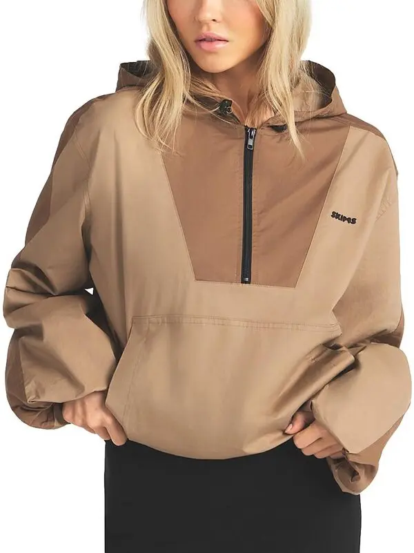 SKIMS Woven Cotton Half Zip Pullover - Desert
