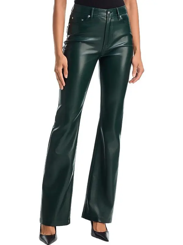 Cinq À Sept Stevie Faux Leather Mid Rise Bootcut Jeans - Deep Malachite