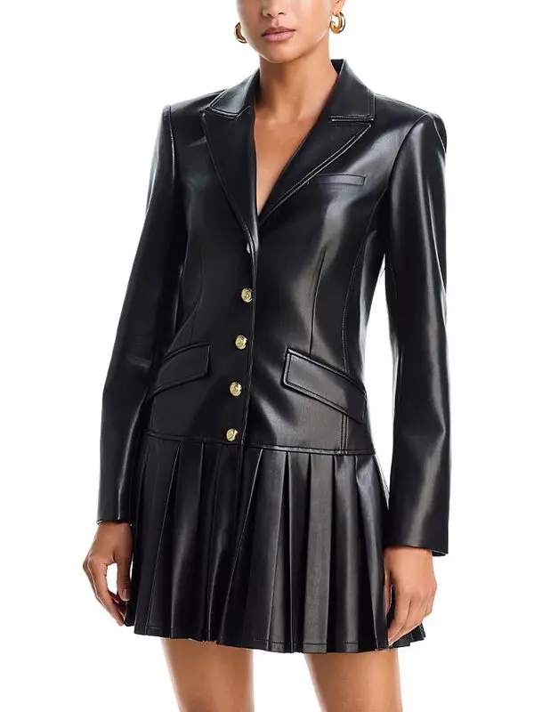 Cinq À Sept Saule Faux Leather Blazer Dress - Black