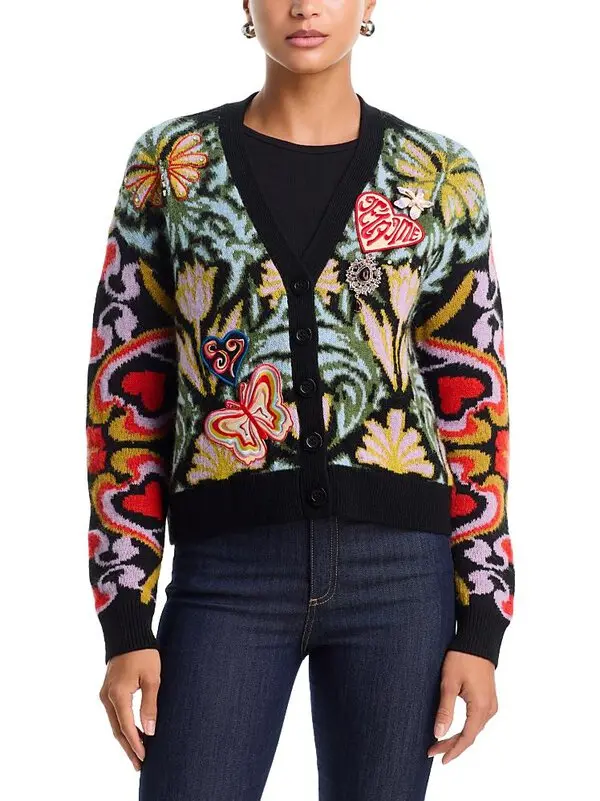 Cinq À Sept Psychedellic Amour Embellished Cardigan - Black