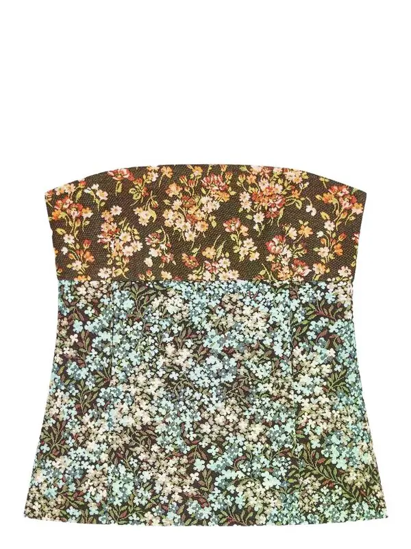 Dries Van Noten Floral Bustier Top - Blue