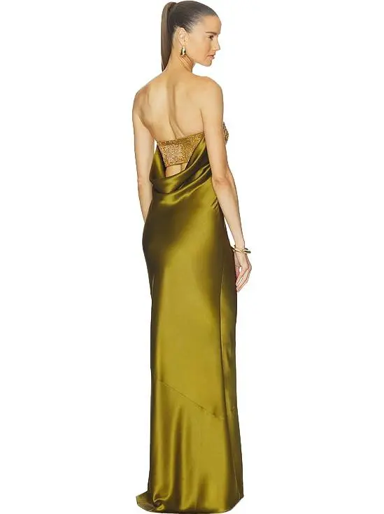 Retrofete Graziella Embellished Gown - Basil
