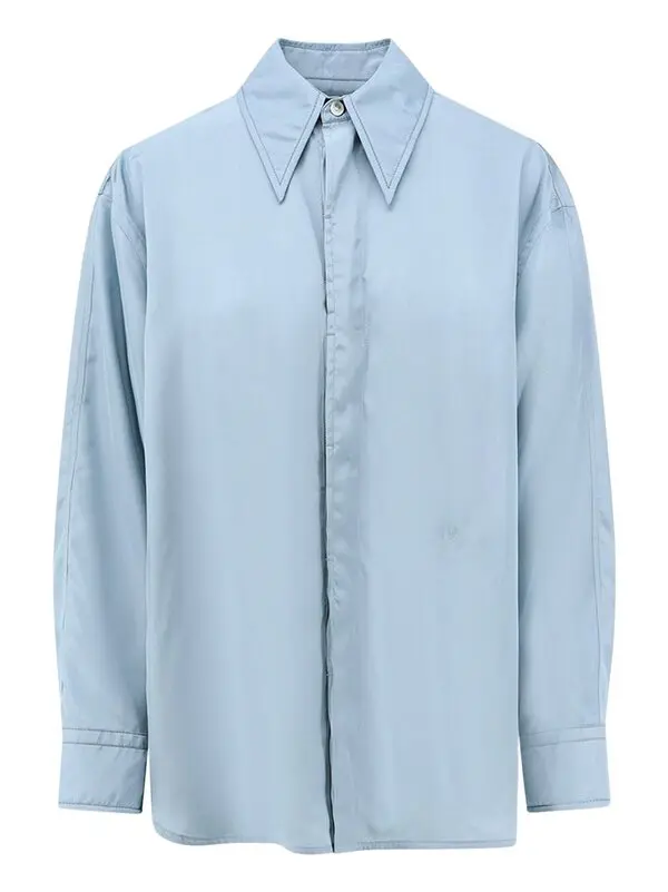 Bottega Veneta Parachute Viscose And Silk Blend Shirt - Blue
