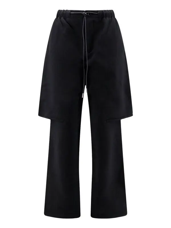 Sacai Cotton Layered Trompe L'oeil Trousers - Black