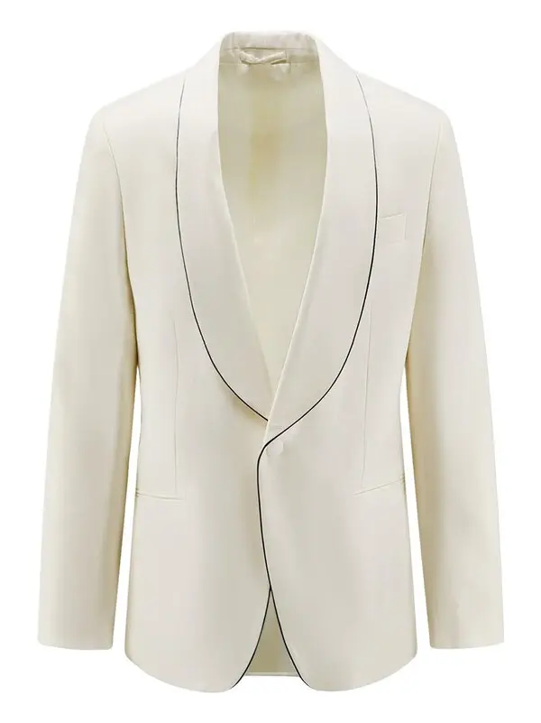 LARDINI Wool Blend Blazer With Contrasting Profiles - White
