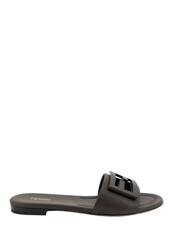 Fendi Leather Tube Sandals - Brown