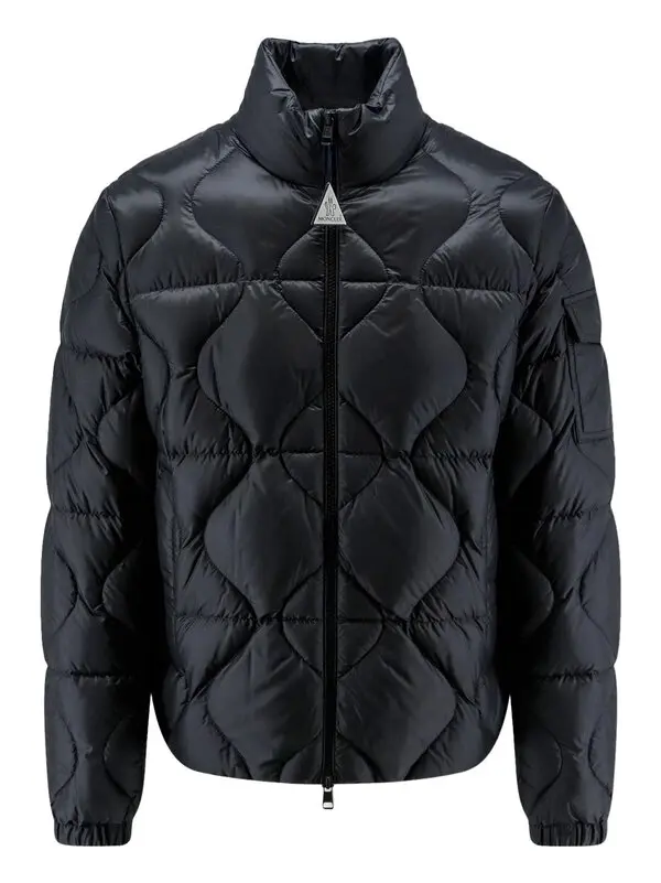 Moncler Asurel Short Down Jacket With Geometric Stitching - Black