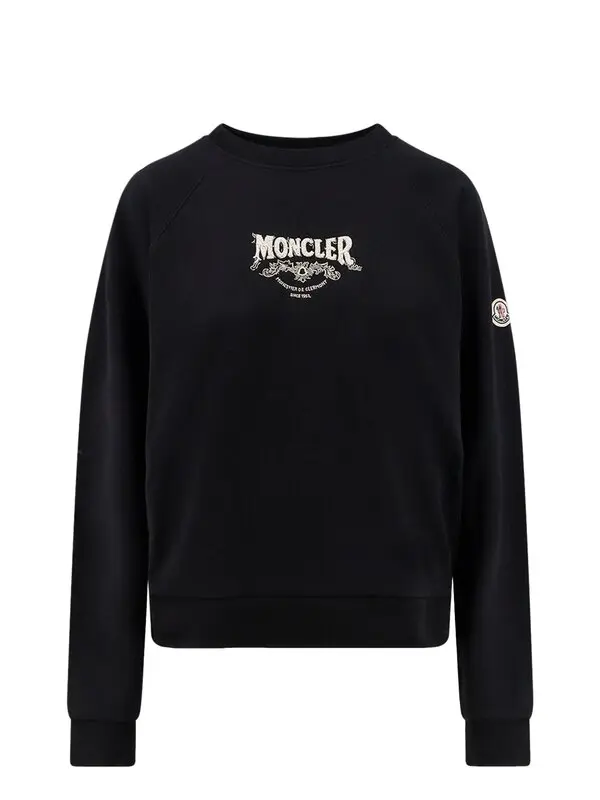 Moncler Cotton Sweatshirt With Front Logo - Black