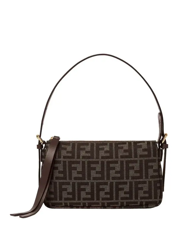 Fendi Zip Top Ff Zucca Fabric Shoulder Bag - Brown