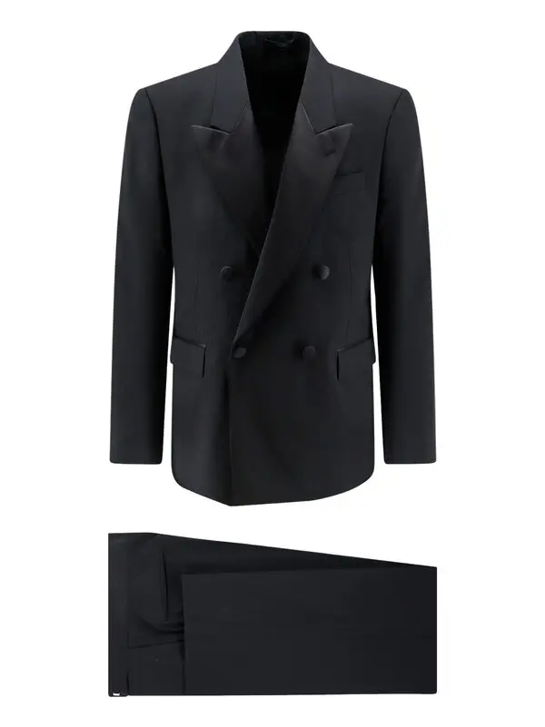 LARDINI Doublebreasted Virgin Wool Tuxedo - Black