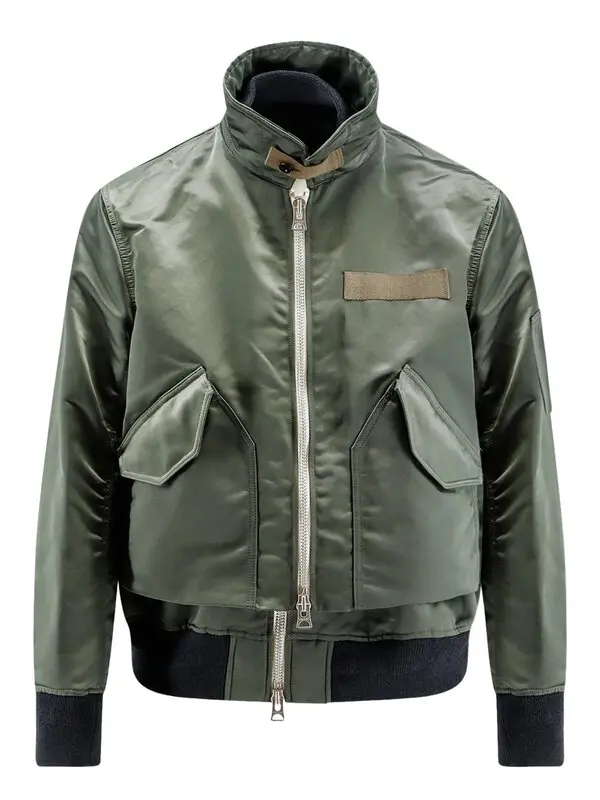 Sacai Cotton And Nylon Jacket - Green