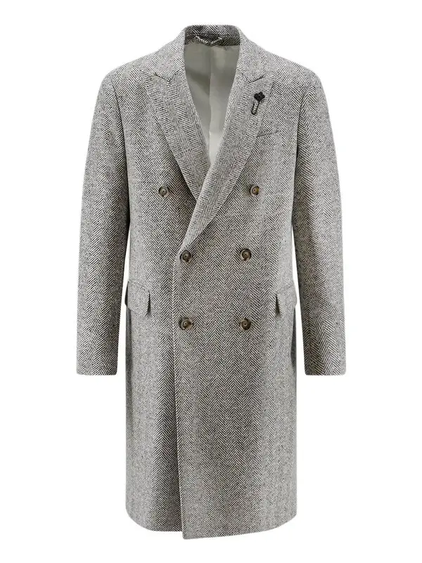 LARDINI Double-breasted Virgin Wool Coat - Grey