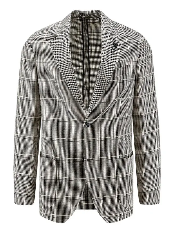 LARDINI Wool And Cotton Blend Blazer - Black