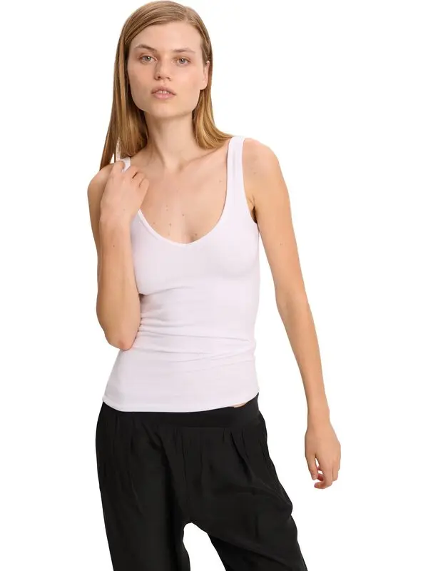 ATM Anthony Thomas Melillo Modal Deep V-neck Tank Top - White