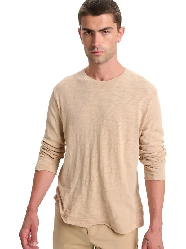 ATM Anthony Thomas Melillo Slub Jersey Long Sleeve Destroyed Wash T-shirt - Dune