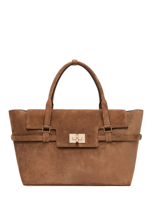 Max Mara Suede Margaux Top Handle Bag - Brown