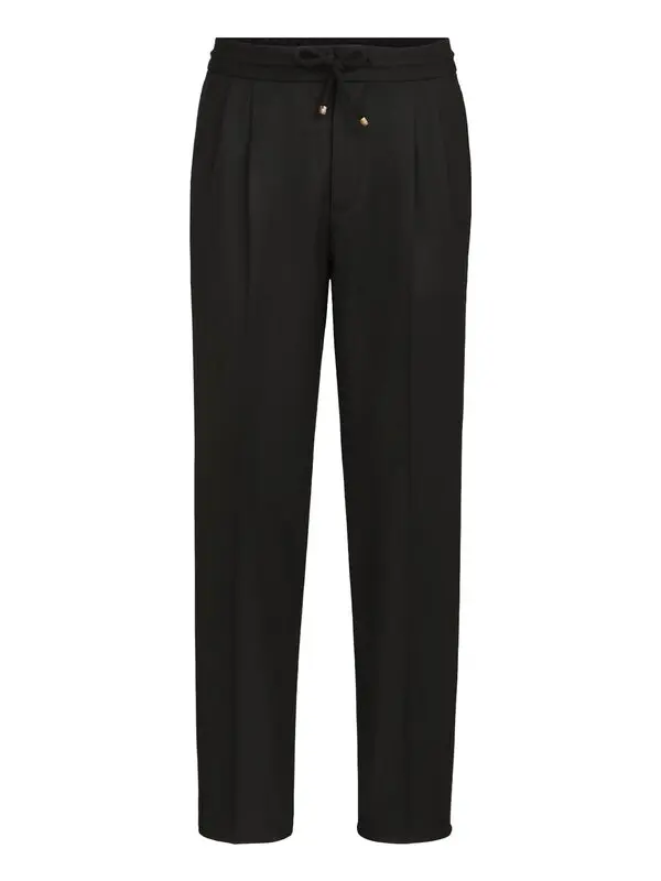 Brunello Cucinelli Virgin Wool Flannel Trousers - Black