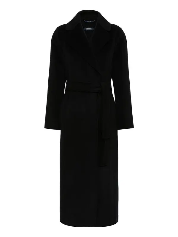 Max Mara Virgin Wool-cashmere Belted Coat - Black