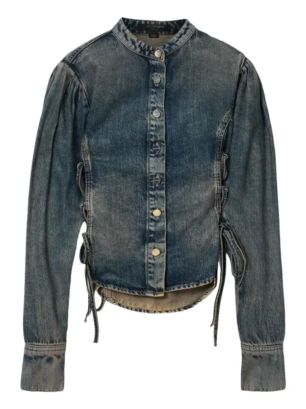 ALLSAINTS Denim Lace-up Evanna Shirt - Blue