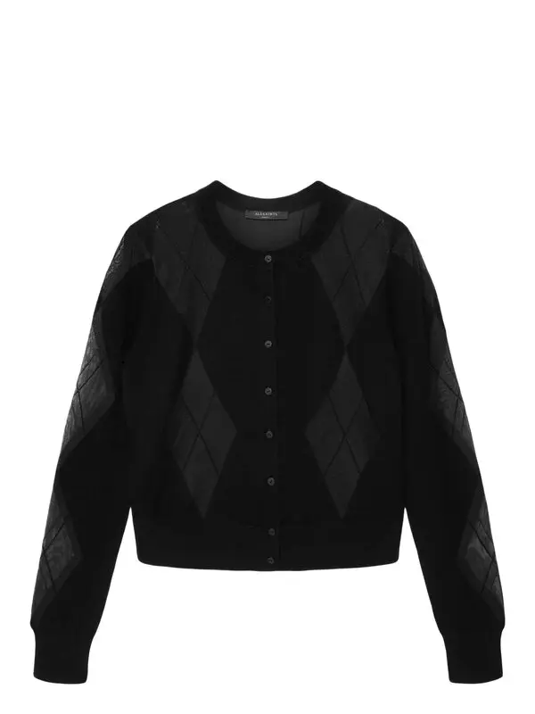 ALLSAINTS Wool-blend Argyle Bern Cardigan - Black