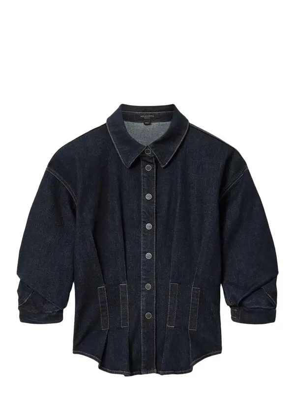ALLSAINTS Denim Puff-sleeve Nancy Shirt - Blue