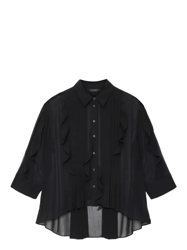 ALLSAINTS Chiffon Frill-trim Minna Shirt - Black