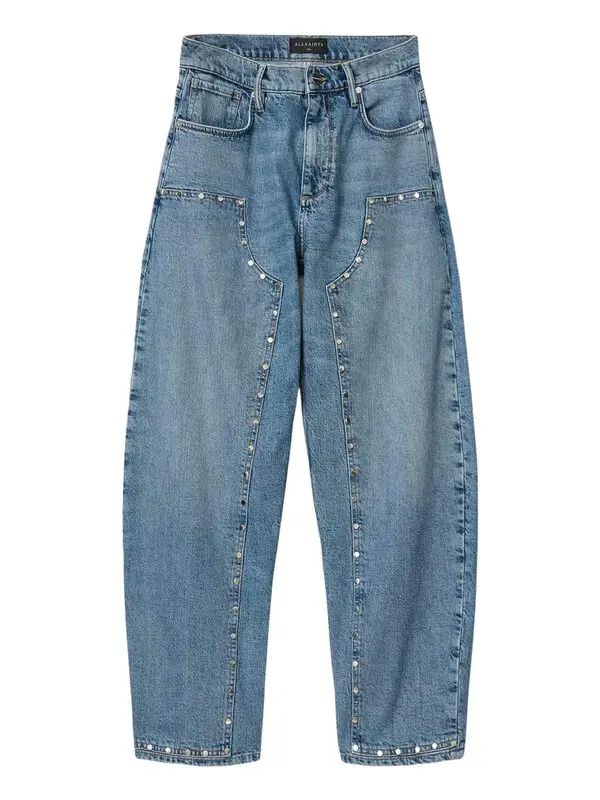 ALLSAINTS Sadie Studded Barrel-leg Jeans - Blue