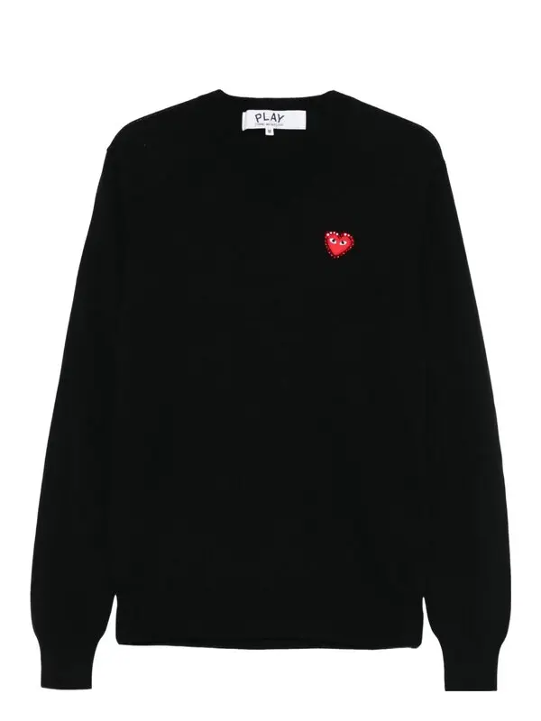 Play Comme Des Garcon Heart-emblem Knitted Jumper - Black