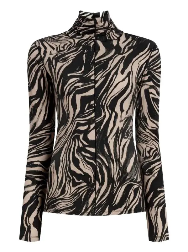 Proenza Schouler Audrey Marble-print Top - Black