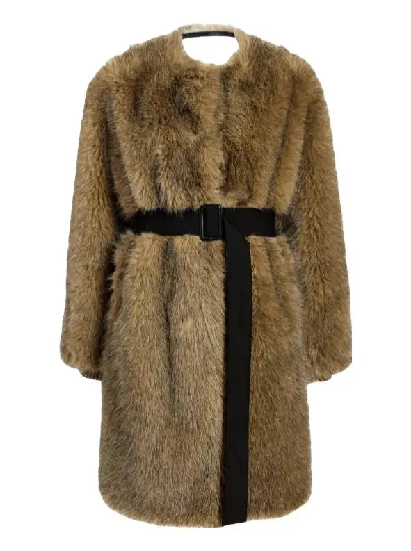 Proenza Schouler Faux Fur Belted Coat - Brown