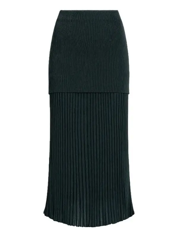 Proenza Schouler Luiza Ribbed Midi Skirt - Black