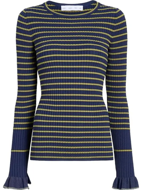 Proenza Schouler Striped Ruffled Sweater - Blue