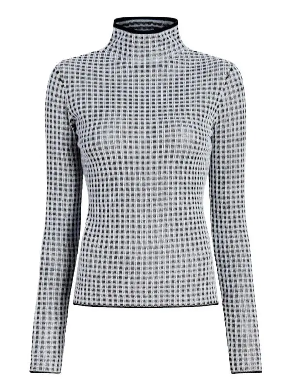 Proenza Schouler Zella Check High-neck Top - Gray