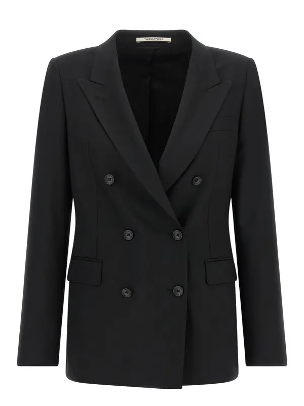 Tagliatore Double-breasted Virgin Wool Blend Blazer - Black