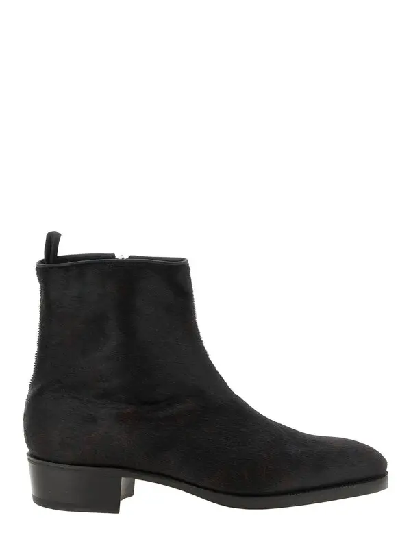 John Lobb Textured Calfskin Almond-toe Boots - Brown